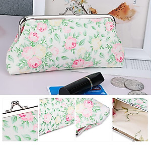 Oyachic 2 Pcs Large Coin Purse,Floral Change Purse,Vintage Wallet,Long Coin Pouch,Coin Wallet with Kiss Lock Clasp for Women Girls