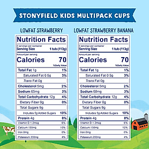 Stonyfield Organic Kids Strawberry & Strawberry Banana Lowfat Yogurt Cups Variety Pack, 4 oz. Each, 6 Ct