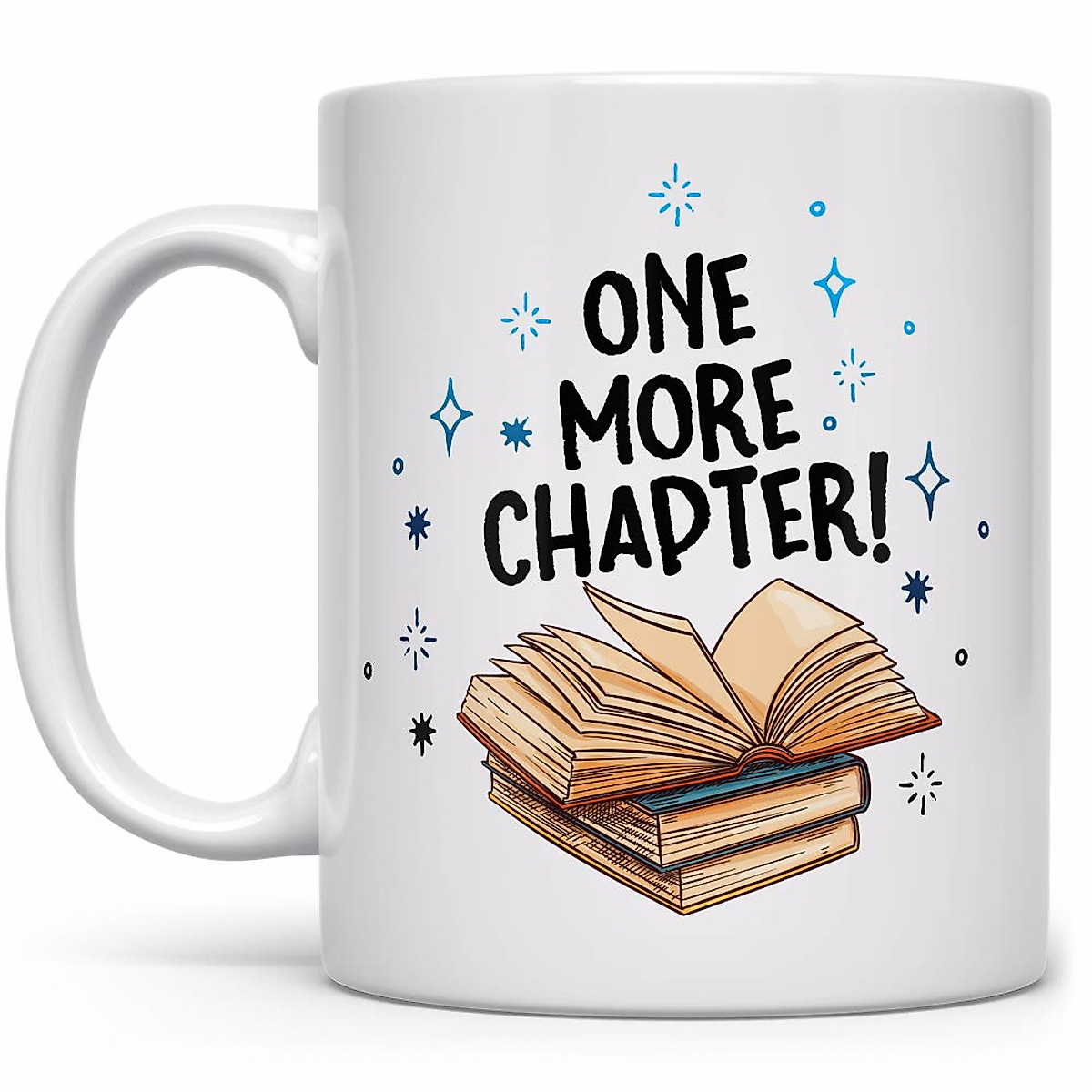 Book Reading Lover Coffee Mug, Bibliophile Bookish Librarian Bookworm Gifts, One More Chapter Cup (11oz)