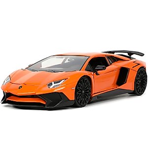 Lamborghini Aventador SV Orange Metallic Hyper-Spec Series 1/24 Diecast Model Car by Jada"""