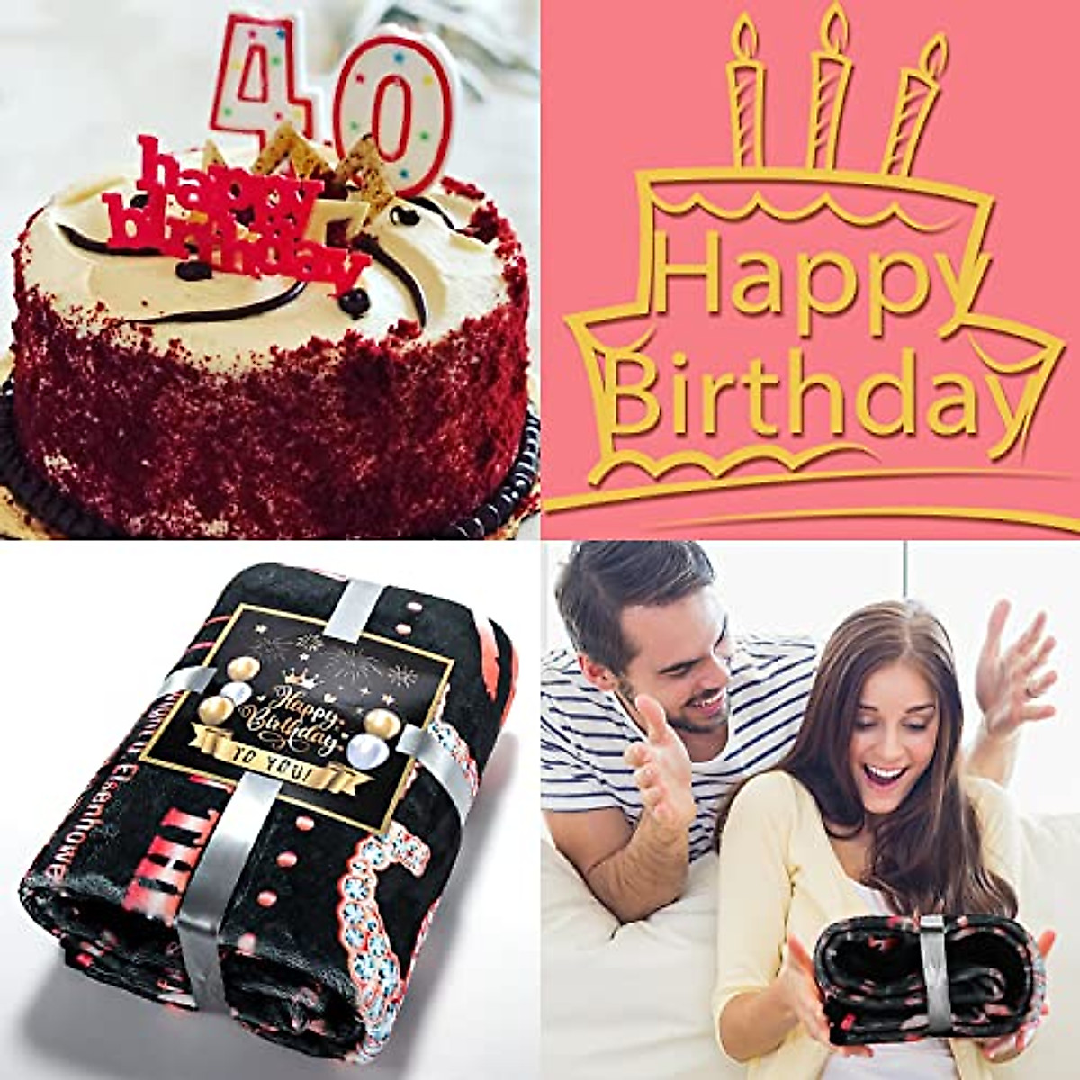 Henghere 40th Birthday Gifts for Women, 40th Birthday Gift for Friend, Mom, Sister, Wife, Aunt, Coworker, Happy 40 Year Old Birthday Decorations Women | Blanket for Bed Sofa 60x50 Inches, Rose Gold