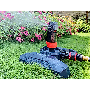 Eden 94124 Multi Pattern Turbo Gear Drive Sprinkler Plus Misting System, with Quick Connect Set, 360 Degree Coverage