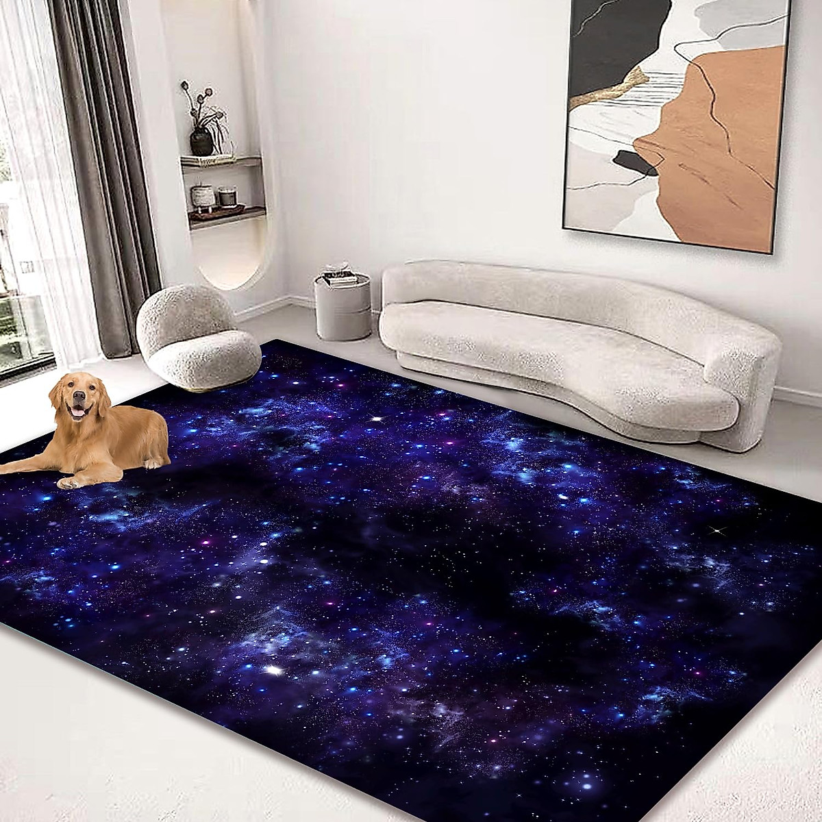 kksme Large Area Rug Carpet Floor Washable Mats Rugs 5'x6' for Living Room Bedroom Home Decor Galaxy Star Nebula Astral
