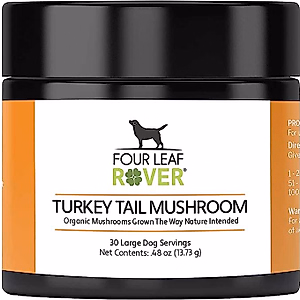 Four Leaf Rover: Turkey Tail Mushroom Extract - Critical Immune Support and Prebiotic for Dogs - 15 to 120 Day Supply, Depending on Dog’s Weight - Rich in Beta-Glucans - Vet Formulated