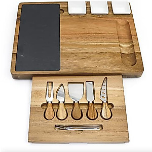 Wooden Charcuterie Board Set (11pcs) - Cheese Board Set with Extra Large Charcuterie Board, Knife, Forks, Bowls - Perfect Charcuterie Boards Gift Set - Beautiful Charcuterie Meat and Cheese Platter