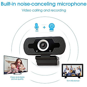 1080P Webcam with Microphone & Webcam Cover, 110-degree Wide Angle Widescreen USB HD Camera, Plug and Play, Laptop Computer Webcam for Live Web Lessons and Video Conference