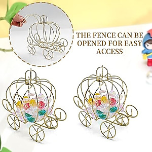 4Packed Mini Cinderella Carriage Candy Box, Halloween Pumpkin Candy Holder, Halloween Party Decorations, Plated Pumpkin Carriage Centerpiece for Wedding Birthday Party Table Centerpiece Decor