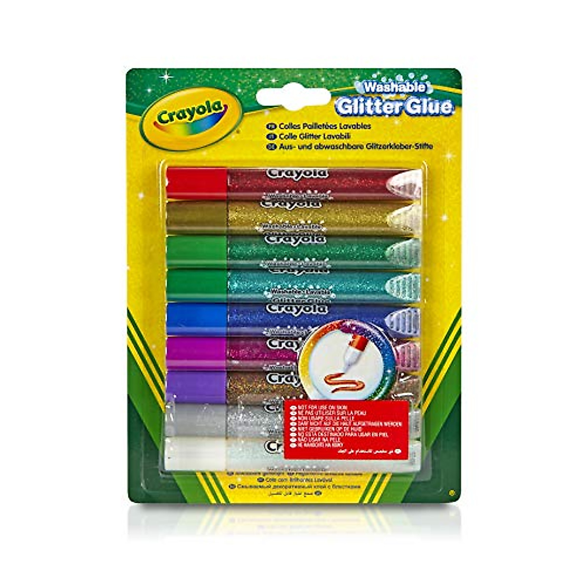 Crayola Washable Glitter Glue Pens, 9 Count, Colors may vary