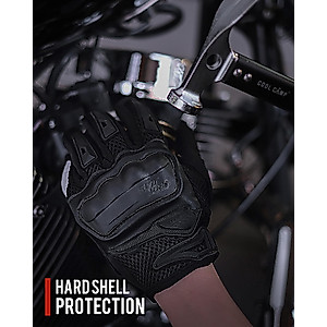 IRON JIA'S Motorcycle Gloves for Men and Women - Motorbike Powersports Racing Gloves with Hard Knuckle Touchscreen for BMX ATV MTB Riding (Black XL)