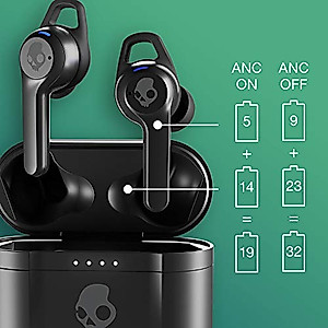 Skullcandy Indy ANC True Wireless In-Ear Earbuds / Active Noise Cancellation, Compatible with iPhone and Android, Bluetooth Earbud Headphone, Charging Case & Microphone, Best for Gym & Sports - Black