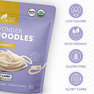 Wonder Noodles Keto Pasta - Spaghetti - Zero Carbs, Gluten-Free, Kosher, Vegan, Low-Calorie -Organic Konjac Noodles - (6 Individually Sealed Packs of 7oz each)