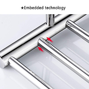 GLJ Floating Shelves Stainless Steel Drain Storage Rack, Bathroom Shower Shelf, Wall-Mounted Kitchen Spice Rack, with Towel Bar