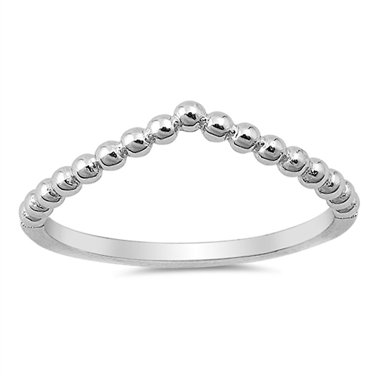 Beaded Chevron Stackable Thumb Ring New .925 Sterling Silver Band Size 9