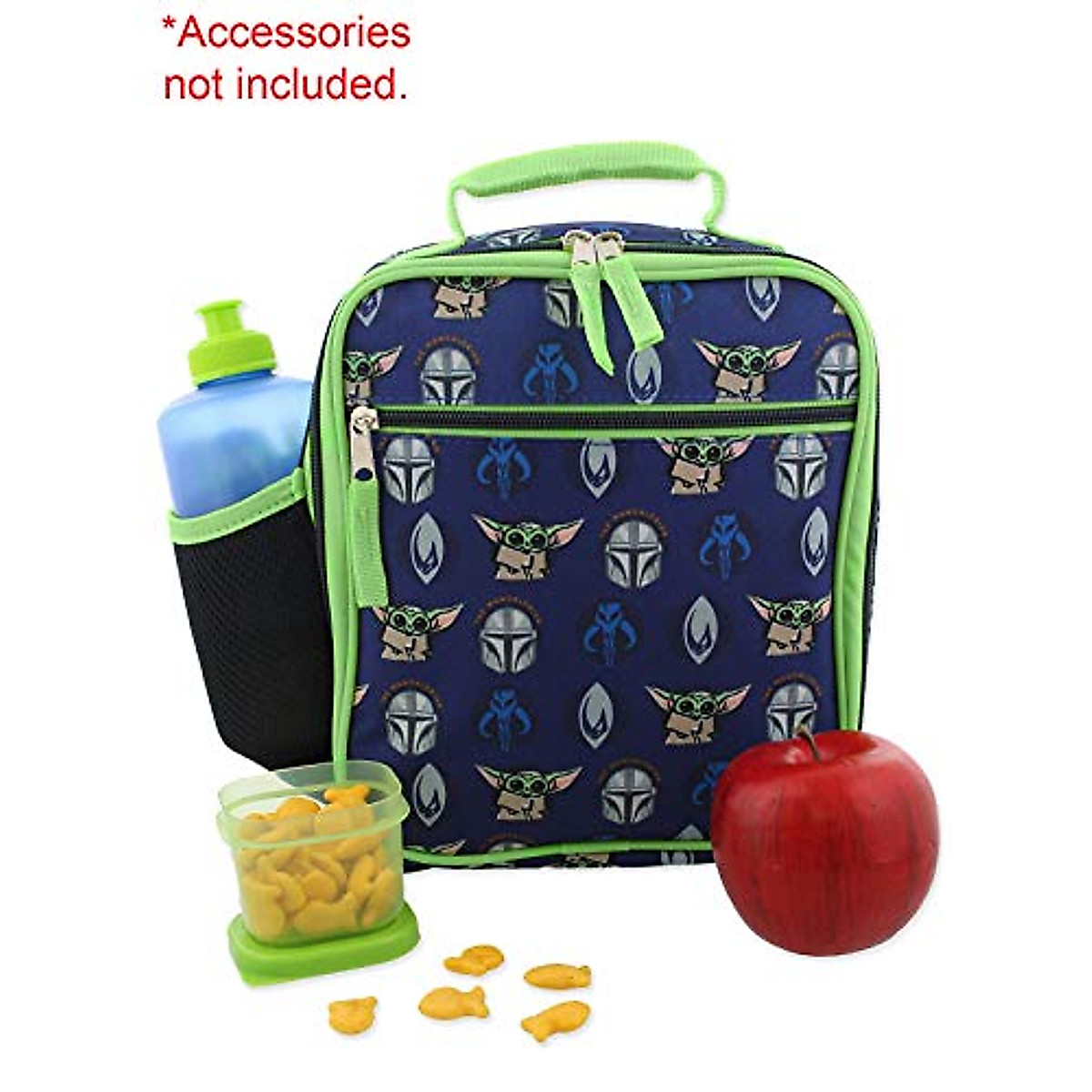 Disney Star Wars Mandalorian Baby Yoda Boy's Girl's Adult Soft Insulated School Lunch Box (One Size, Blue/Green)