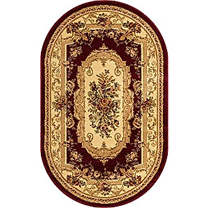 Unique Loom Versailles Collection Traditional Classic Floral Motif Area Rug (3' 3 x 5' 3 Oval, Burgundy/Ivory)