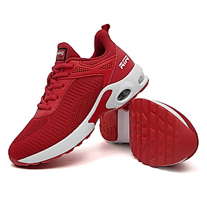 Akk Women's Sneakers - Air Athletic Running Shoes, Non Slip Mesh Fashion Sneakers, Breathable Gym Work Tennis Shoes, Red, Size 6.5