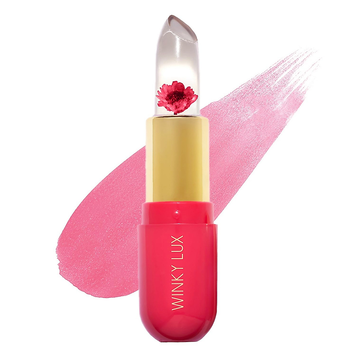 Winky Lux Flower Balm, pH Lip Balm, Color Changing Lipstick and Tinted Lip Balm Stain, Vegan & Cruelty Free Lip Balm, Hydrate & Plump, Sheer Pink Lipstick, Pink Flower