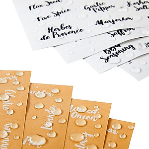 Talented Kitchen 300 Preprinted Spice Labels, Clear Spice Jar Labels for Seasoning, Herbs, Pantry and Kitchen Spice Rack Organization, Black and White Cursive Font