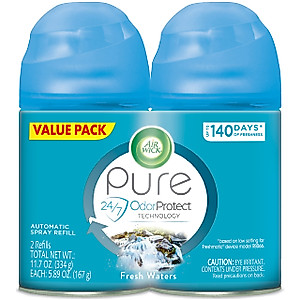Air Wick Automatic Air Freshener Spray Refill, 2ct, Fresh Waters, Odor Neutralization, Essential Oils