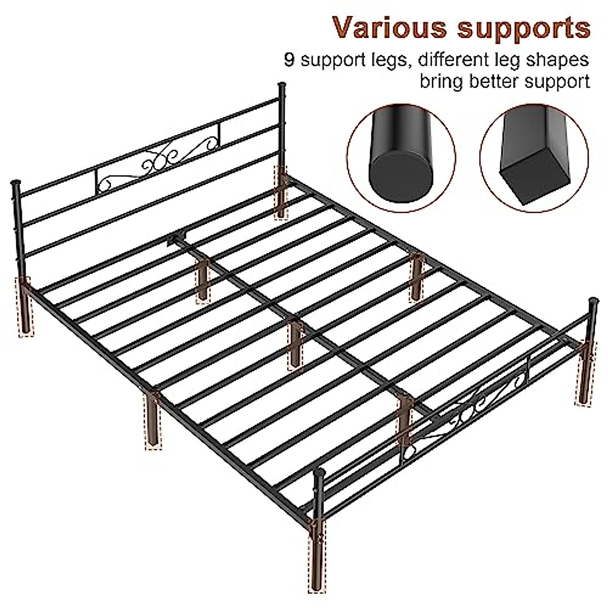 Pliwier Twin Size Metal Platform Bed Frame,14" High Bed Frame with Headboard, Premium Steel Slat Support, No Box Spring Needed, Anti-Slip, Easy Assembly