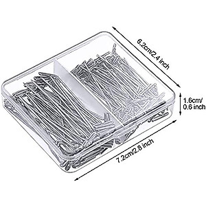 150 pcs T-pins for Blocking Knitting, Modelling,Wig Making and Crafts, Stainless Steel Nickel Plated with Storage Box (1.5inch，2 inch)