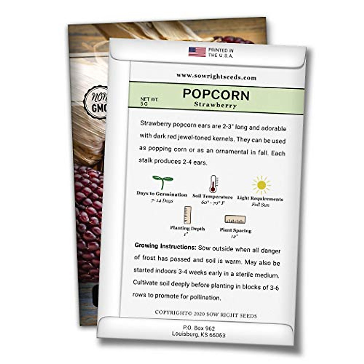 Sow Right Seeds - Strawberry Popcorn Seed for Planting - Non-GMO Heirloom Packet with Instructions to Plant a Home Vegetable Garden