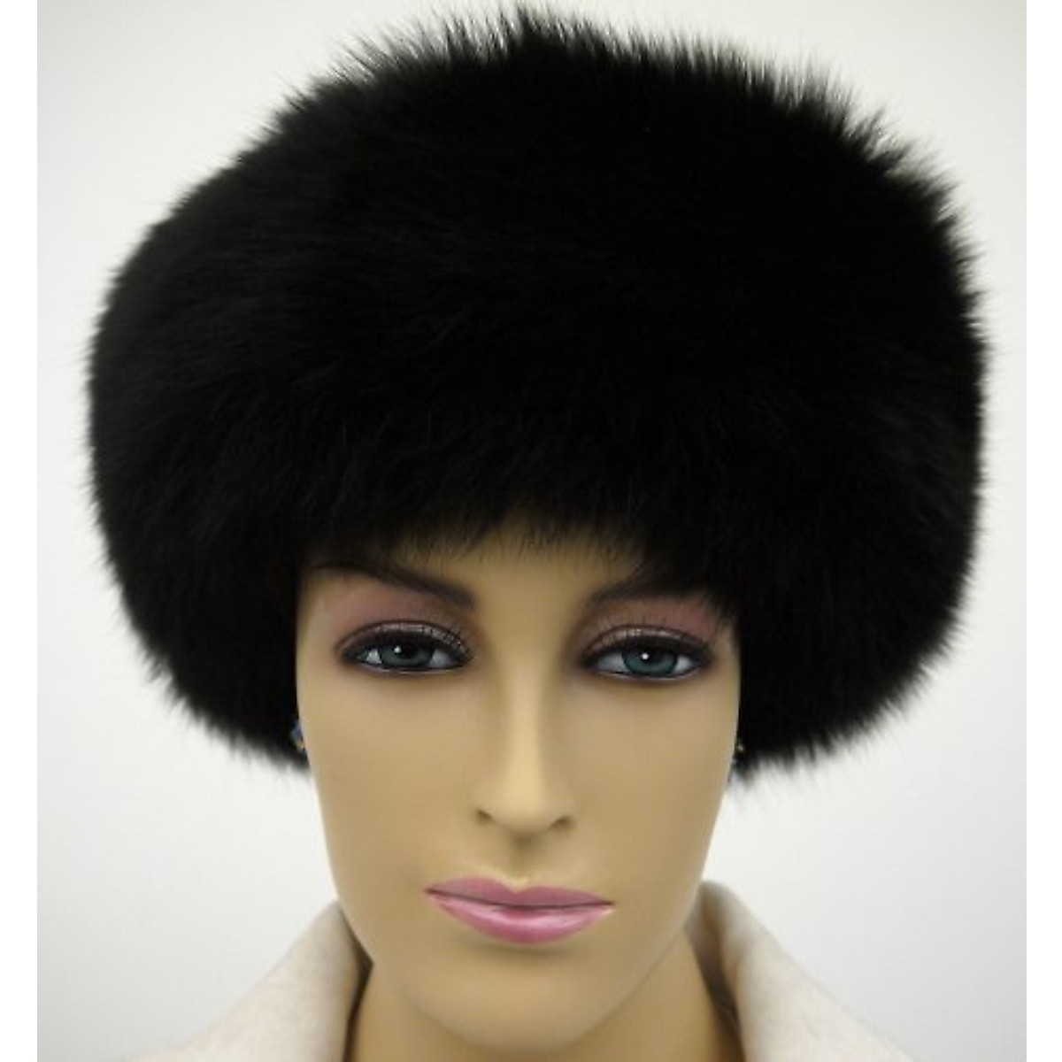 Hima 100% Real Fox Fur (Black) Headband Collar Neck Warmer Made in US