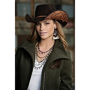 MELLIFO Western Cowgirl Cowboy Earrings Set Boho Vintage Handmade Bohemian Turquoise Cow Print Leather Wood Teardrop Dangle Earrings for Women Girls1