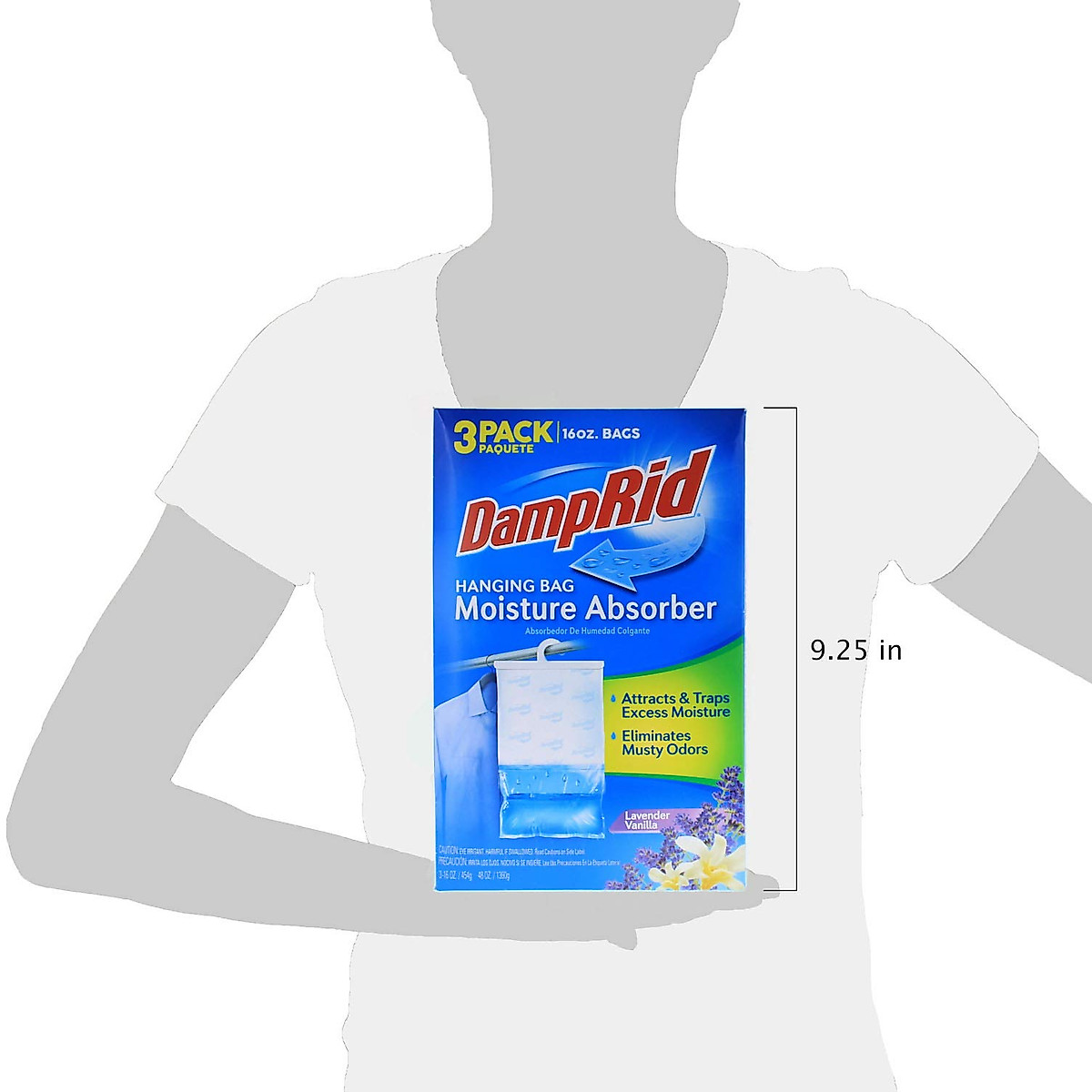 DampRid Lavender Vanilla Hanging Bag Moisture Absorber for Closets - Odor Eliminator - 3 pack (16oz. ea.); Traps Excess Moisture for Fresher, Cleaner Air
