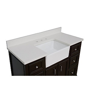 Kitchen Bath Collection Zelda 48-inch Farmhouse Vanity (Quartz/White): Includes White Cabinet with Stunning Quartz Countertop and White Ceramic Farmhouse Apron Sink