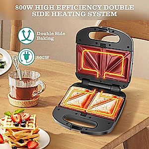 Taylor Swoden Sandwich Maker 3 in 1,Compact Waffle Maker with Removable Plates,Electric Panini Press Grill with Non-Stick Plates, LED Indicator Lights, Cool Touch Handle, Anti-Skid Feet