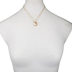 LUX ACCESSORIES Ying Yang Twins Emoji symbol BFF Pendent Friendship Necklaces Gift for Friends (Gold)