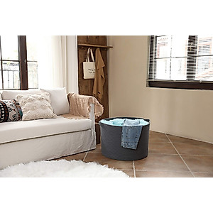 24" x 24" x 17" Max Size Large Cotton Rope Basket, Extra Large Storage Basket, Woven Laundry Hamper, Toy Storage Bin, for Blankets Clothes Toys Pillows in Living Room, Baby Nursery, All Dark Grey