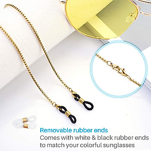 Eyeglass Chain - Kalevel Stainless Steel Sunglass Strap Eyeglass Strap Holder (Gold)