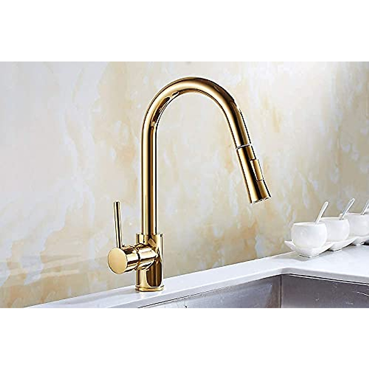 Kitchen Mixer Tap,Kitchen Faucet Sink Faucet Single Handle Pull Out Kitchen Tap Single Hole Rotating Water Mixer Tap,3