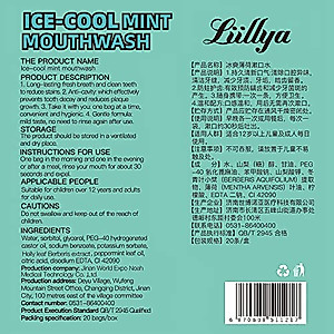 Liillya Travel Mouthwash, On The Go Single Use Mouthwash Packets Alcohol Free Mini Mouthwash for Adults Great for Work, Smokers, Hotels 20 Single Packs