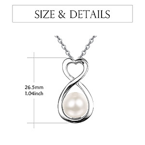 AENEAS Heart Infinity Pearl Necklace Sterling Silver Single Pearl Drop Necklace Pearl Pendant Jewelry Gifts for Women Collar de Perlas Para Mujer