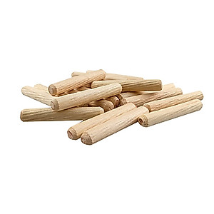 GSHLLO 60 PCS Assorted Size Wooden Dowels Pins Wood Grooved Plugs for Furniture Woodwork
