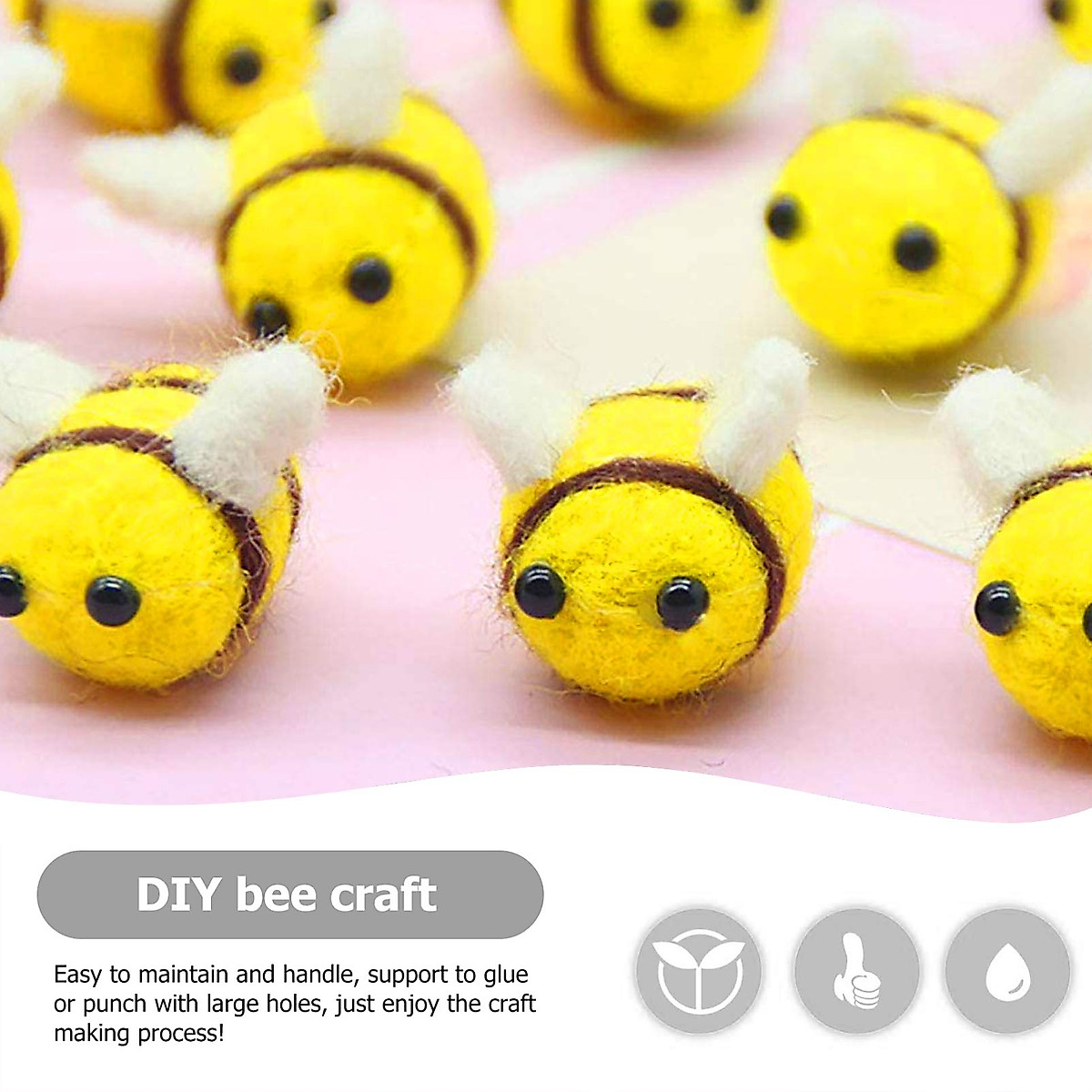 10Pcs Wool Felt Bee Mini Crafts Bees Bee Ornament for Shower Easter Party Home Cap Decoration DIY Handmade Craft
