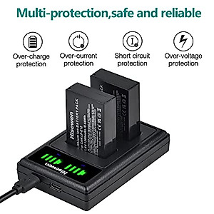 Hisewen LP-E12 Battery 2Pack, Dual USB Charger for Canon EOS M, EOS M2, EOS M10, EOS M50, EOS M50 Mark II, EOS M100, EOS M200, Rebel SL1, Powershot SX70 HS Digital Camera