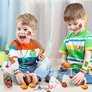 Weysat 268 Pcs Football Party Favors Sets for 24 People Birthday Gifts Goody Cups with Straws Key Chains Whistles Silicone Wristbands Stickers Thank You Tags for Party Supplies (Football)