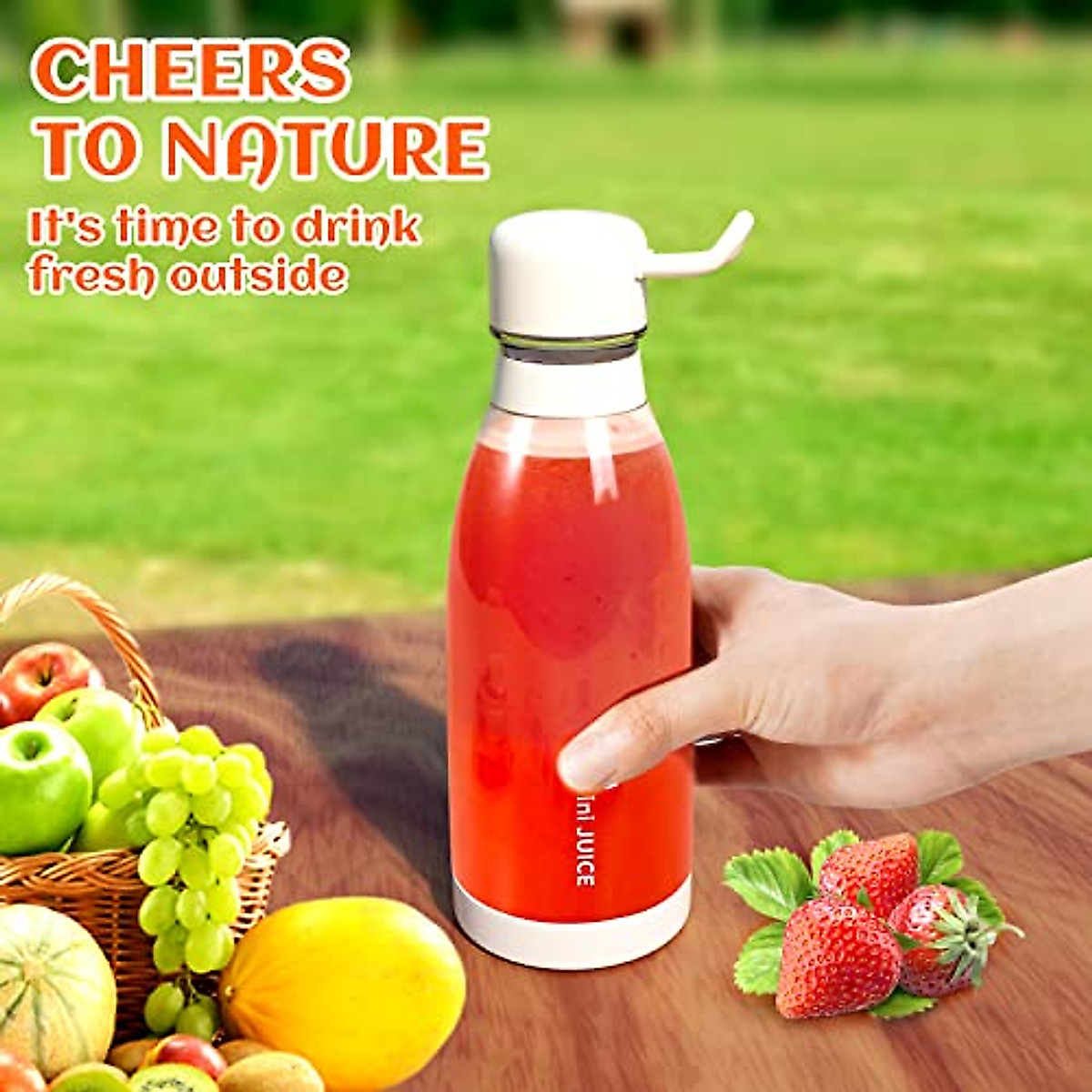Portable Blender, One-handed Drinking Travel Bottle for Shakes and Smoothies, 8 Blade ​Portable Juicer,14 oz with Rechargeable USB personal size blenders