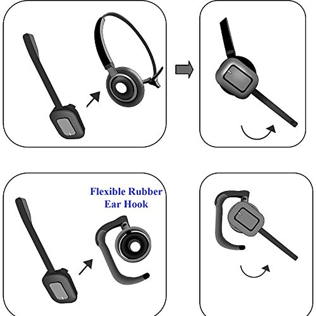 INNOTALK Wireless Headset Compatible with Polycom VVX300, VVX310, VVX400, VVX410 - Desk Office Phone Call Center Wireless Headset with EHS Cord Bundle for Remote Answering Wireless Headset(Pioneer)