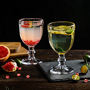 EVEREST GLOBAL Iced Tea Goblet Glasses Set of 6 10.2 oz Vintage Octagon Glassware for Beverage Stemmed Stemware Soda Juice Water Perfect for Party Bars Restaurants (Crystal Clear)