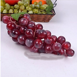 URTop 4 Bunchs of Artificial Black,Red, Green and Purple Large 85pcs Grapes Plastic Fake Decorative Fruit Food Lifelike Home Wedding Party Garden Decor Mini Simulation Fruit Photography Props