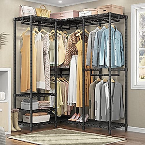 VIPEK L40 L Shaped Garment Rack Heavy Duty Clothes Rack for Hanging Clothes, Freestanding Closet Wardrobe Rack Metal Clothing Rack for Corner, 53.75" L x 38" W x 76.4" H, Load Capacity 950 LBS, Black