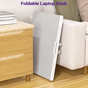 NEARPOW XXL Bed Table Desk for Laptop and Writing, Adjustable Computer Tray Laptop Stand for Bed or Sofa with Anti-slip Leather, Removable Stopper, Book Stand and Drawer - Gray