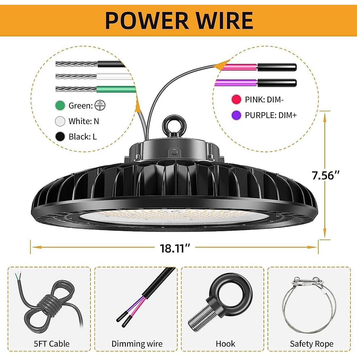 4 Pack 500W UFO Led High Bay Light 72500lm 5000K 1-10V Dimmable High Bay Led Lights Led High Bay Lights Alternative to 1600W MH/HPS for Gym Factory Warehouse Shop Garage