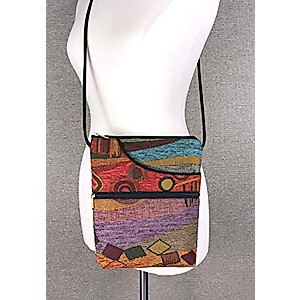 Danny K. Women's Tapestry Bella Purse Crossbody Handbag, Adjustable Cord, Handmade in USA (Wild Mango)