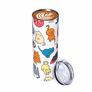 Xinvast Cat Gifts for Women 20oz Tumbler, Stainless Steel Vacuum Insulated Coffee Mug Water Bottle for Travel, Home, Office - Cat Lovers